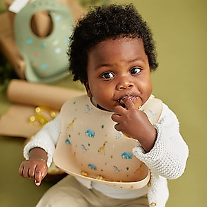 Austin Baby Co Mess Proof Silicone Bibs for Babies – Perfect Travel Toddler Bibs for Baby Boy or Baby Girl – Waterproof with Adjustable Collar, Soft Food Grade Silicone, BPA Free