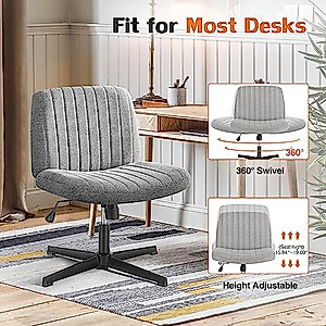 Sweetcrispy Office Chair No Wheels - Armless Desk Chair No Wheels Cross Legged Office Chair Wide Swivel Home Office Desk Chairs