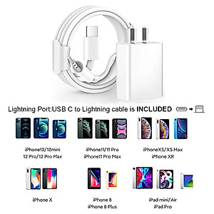 [MFi Certified] Hone Fast Charger, 20W USB C Power Delivery Wall Charger Power Plug Adapter with 6ft Type C to igh.tning Cable Quick Charging for Phone14 13 12 11 Pro Max Mini Xs Xr X 8 Pad