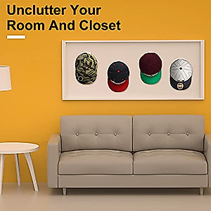 LUNCY Adhesive Hat Hooks for Wall (15-Pack) Minimalist Hat Rack Design| No Drilling| Strong Hold Cowboy Hat Hanger to Display for Door,Closet - Hat Racks for Baseball Caps(White)