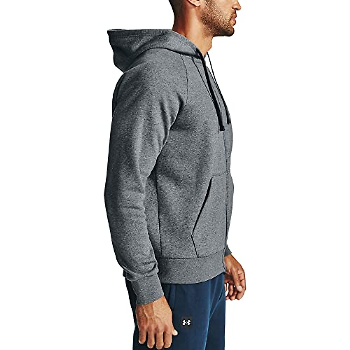 Under Armour Men's UA Rival Fleece Full Zip Hoodie , Pitch Gray Light Heather (012)/Onyx White , XX-Large