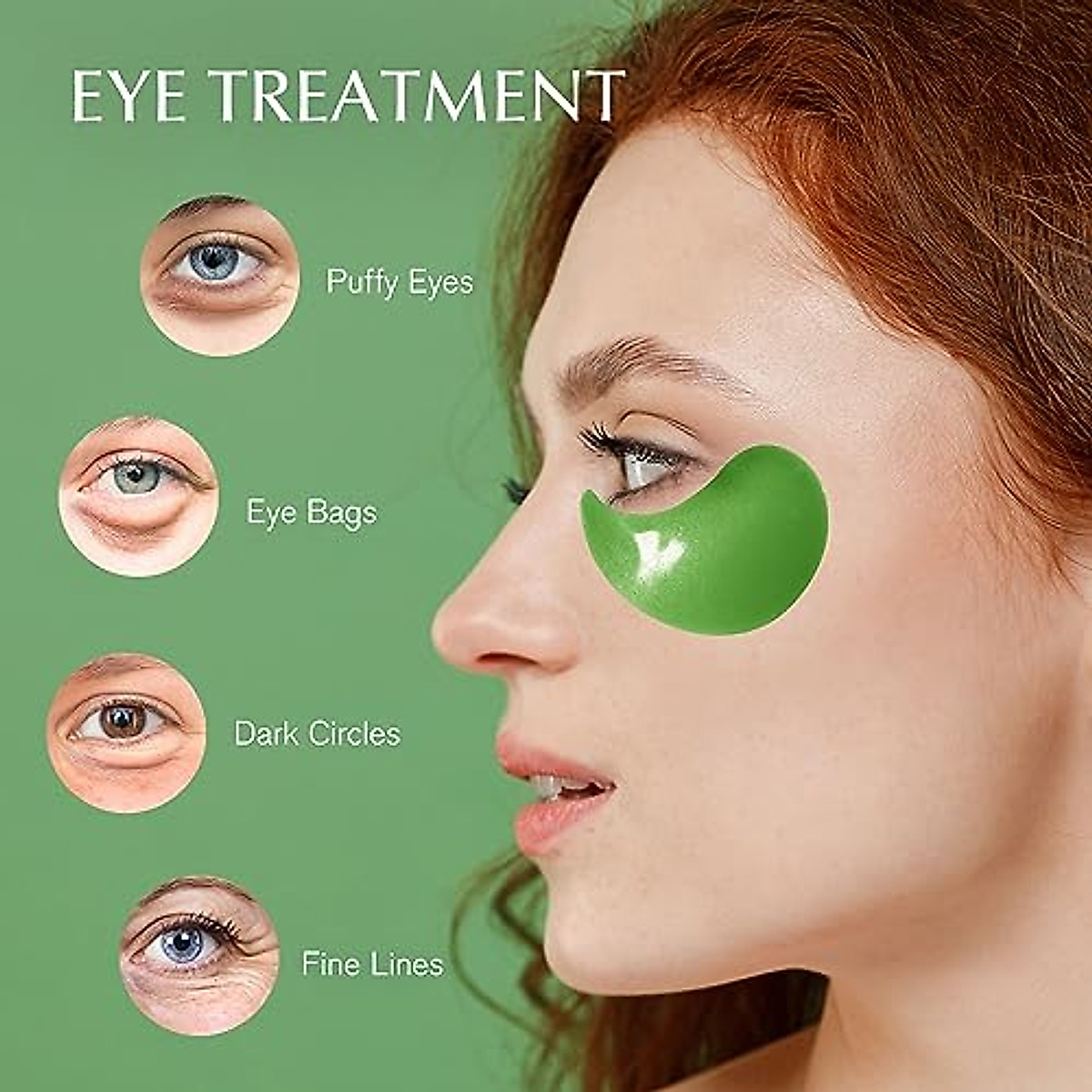 Enaskin Naturals Under Eye Patches - Green Tea Under Eye Masks for Dark Circles And Puffiness, Collagen Eye Gel Pads Moisturizing & Reducing Wrinkles, Beauty & Personal Eye Skin Care Products (30 Pairs) (Green)