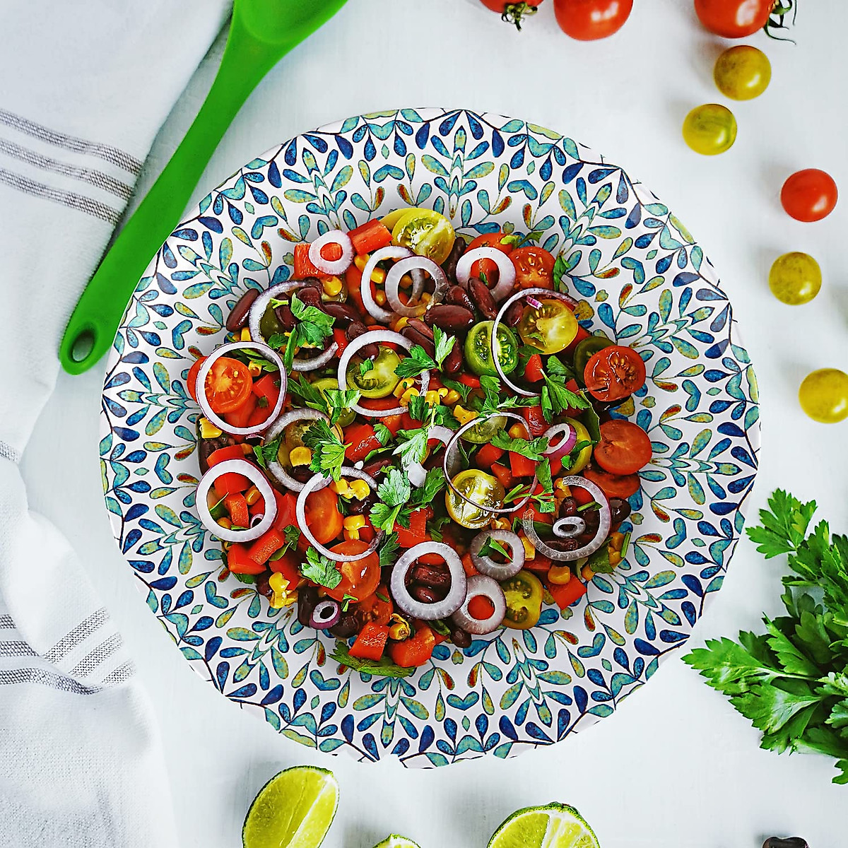 Aclema Melamine Dinnerware Sets 12 Pcs Dish Set Plates Bowls Unbreakable for Kitchen Dinner Outdoor Indoor Service for 4 Vintage