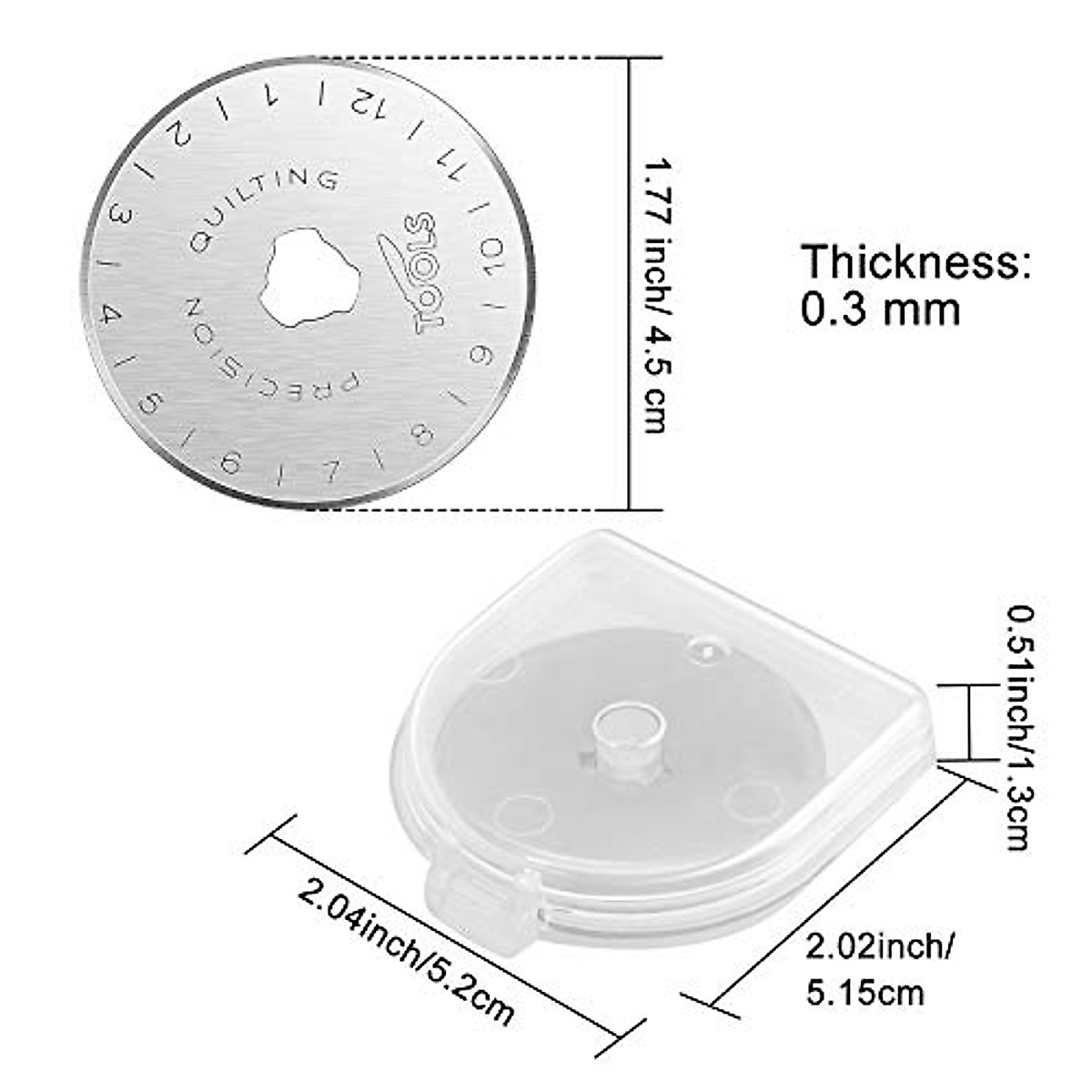 12 Pieces Rotary Cutter Blades Replacement Rotary Blades Round Trimmer Refill Blades in 45 mm Compatible with Fiskars Olfa Rotary Cutter for Quilting Cutting Sewing Crafts, 8 Types
