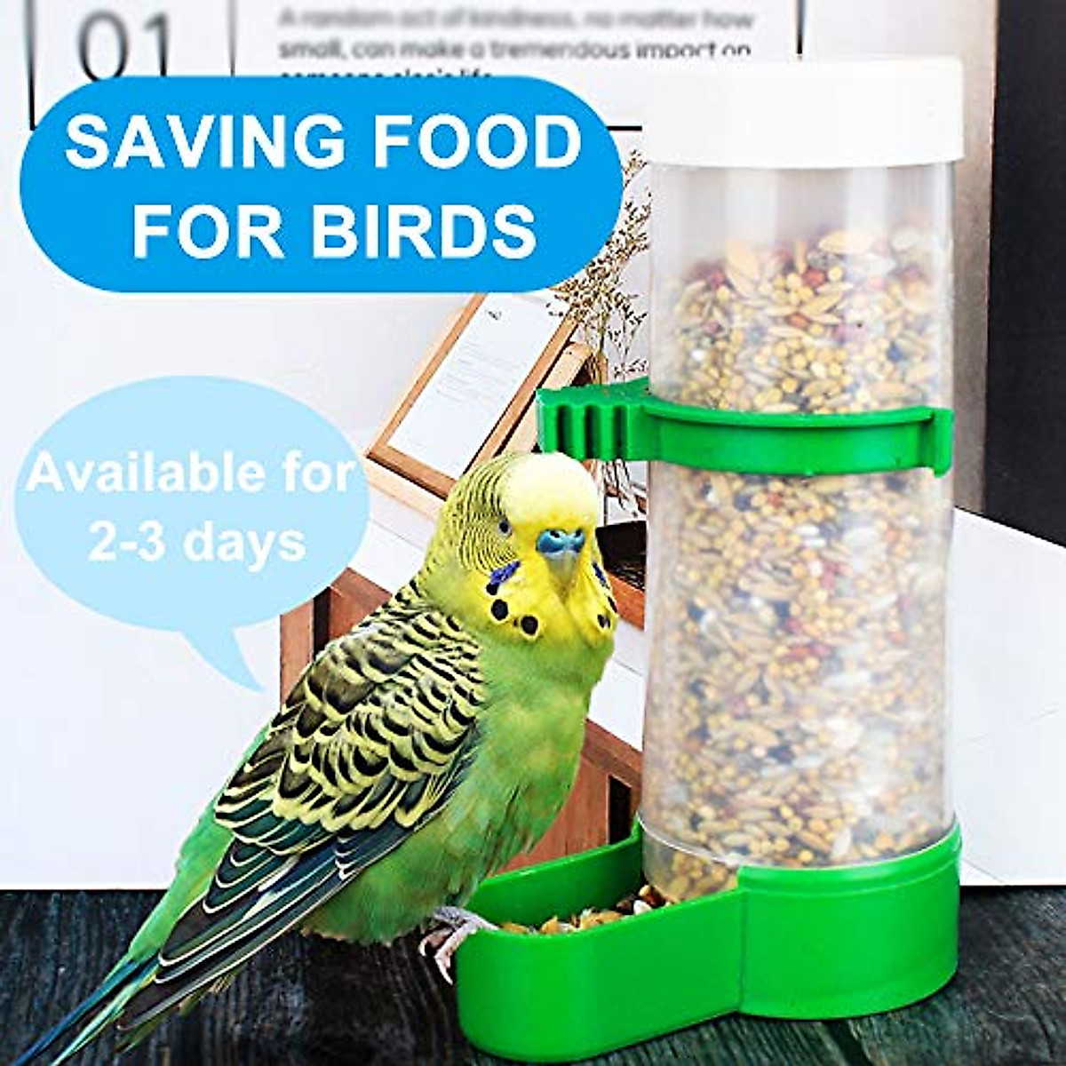 Bird Feeder, Bird Water Dispenser for Cage, XISTEST 2PCS Automatic Bird Water Feeder with 1PCS Food Feeder for Cage Pet Parrot Budgie Lovebirds Cockatiel Automatic Bird Feeder