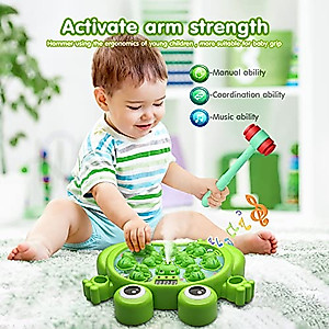 HopeRock Toys for 2 3 4 5 Year Old Boy,Toddler Toys Age 2-4, Whack A Frog Game,with 5 Modes,45 Levels,9 Music Spray and Light-up, Baby Toy Gifts for Early Learning, Birthday Gift for Toddler Boy Toys