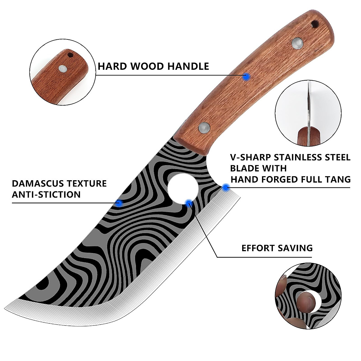 SHARP CASTLE Meat Cleaver Knife, Ultra Sharp Butcher Knife with Leather Sheath, Japanese Chef Knife for Kitchen, Outdoor Camping, Christmas Gifts Idea（CK02A）