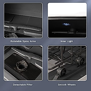 ARLIME Compact Countertop Dishwasher, Portable Dishwasher W/7.5-L Built-in Water Tank, 5-Program, 360° Dual Spray, 24H Air-Dry Function, Child Lock, Mini Dishwasher for Apartments, Dorms & RVs, White