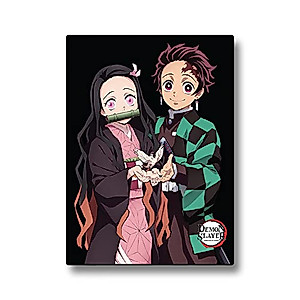 JUST FUNKY Demon Slayer Tanjiro Kamado Plush Throw Blanket | 45 X 60 Inches Blanket Featuring Tanjiro and Nezuko | Home Decor | Anime Blanket | Anime Manga Gifts | Official Licensed