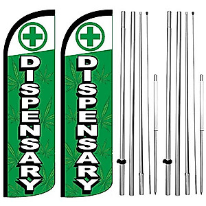 Dispensary Windless Swooper Flag Pole w/Ground Spike Kits gq-h, 2 Pack