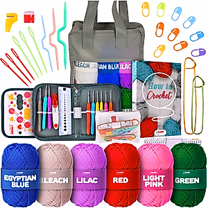 J MARK Crochet Kit for Beginners – Complete Crocheting Set with Acrylic Yarn and Accessories