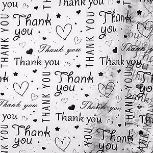 Hi Sasara 30 Sheets 28 x 20 Inch Thank You Tissue Paper Bulk,Thank You Tissue Paper for Small Business,Tissue Paper for Packaging,Gift Bags,Thank You Packaging Tissue Paper (Black)
