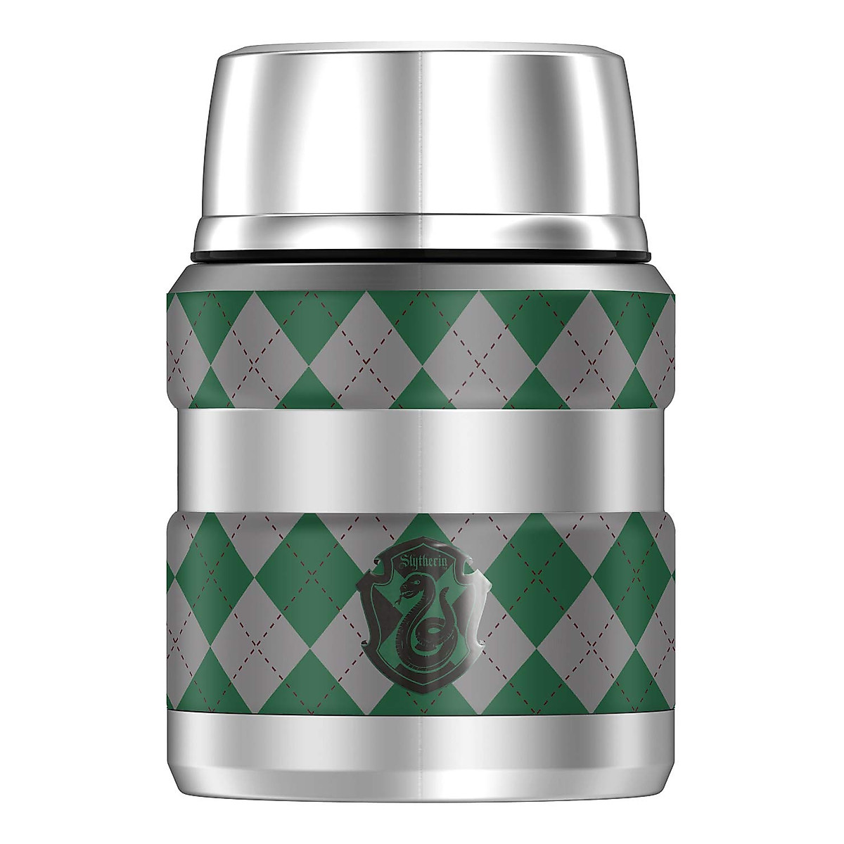 Harry Potter Slytherin Plaid Sigil, THERMOS STAINLESS KING Stainless Steel Food Jar with Folding Spoon, Vacuum insulated & Double Wall, 16oz