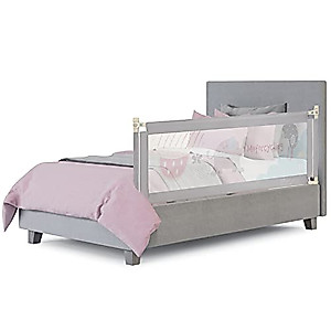 BABY JOY Bed Rail for Toddlers, 69’’ Extra Long, Height Adjustable & Foldable Baby Bed Rail Guard w/Breathable Mesh & Double Safety Child Lock for Kids Twin Double Full Size Queen King Mattress, Gray