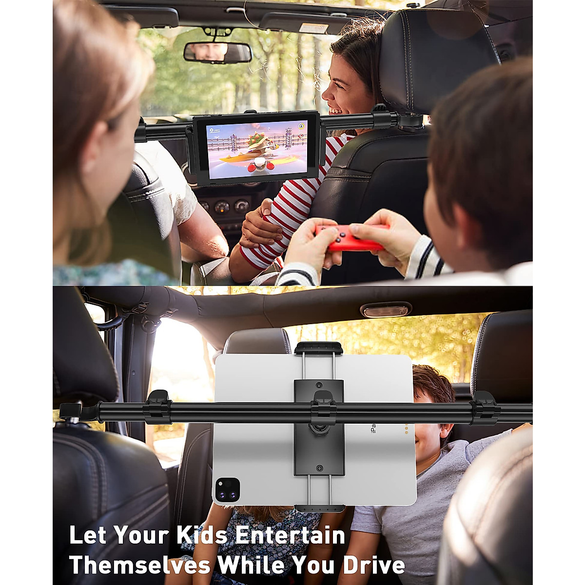 Car Tablet Holder Mount for iPad: Headrest Tablet Stand for Car Back Seat Compatible with iPad Pro Air Mini | Galaxy Tab | Kindle Fire HD | Switch OLED or Other 4.7-12.9" Devices