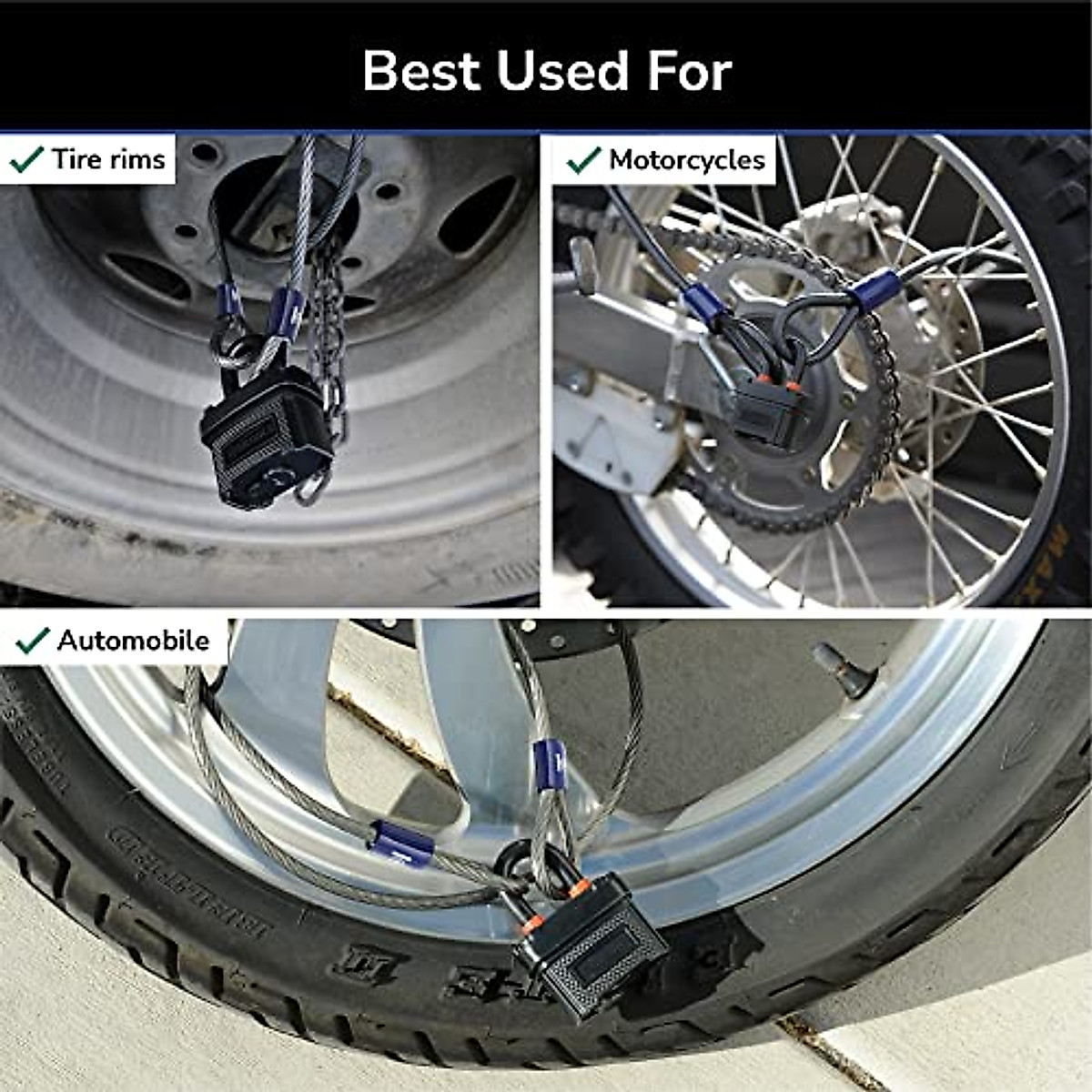 BRINKS - 40mm Laminated Steel Sure Grip Weather Resistant Padlock with 4 Foot Looped Steel Cable - Plastic Polymer Wrapped and Chrome Plated with Hardened Steel Shackle, 175-25481