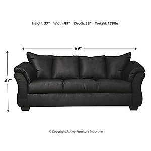 Signature Design by Ashley Darcy Casual Plush Full Sofa Sleeper with Memory Foam Mattress, Black