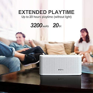 DOSS SoundBox Plus Portable Wireless Bluetooth Speaker with HD Sound and Deep Bass, Wireless Stereo Pairing, Built-in Mic, 20H Playtime, Portable Wireless Speaker for Home, Outdoor, Travel-White