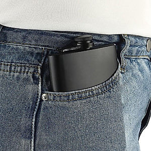 YFS 2 Pack Hip Flasks for Liquor, 8 Oz & 12 Oz Matte Black Stainless Steel Leakproof Flasks with Funnel