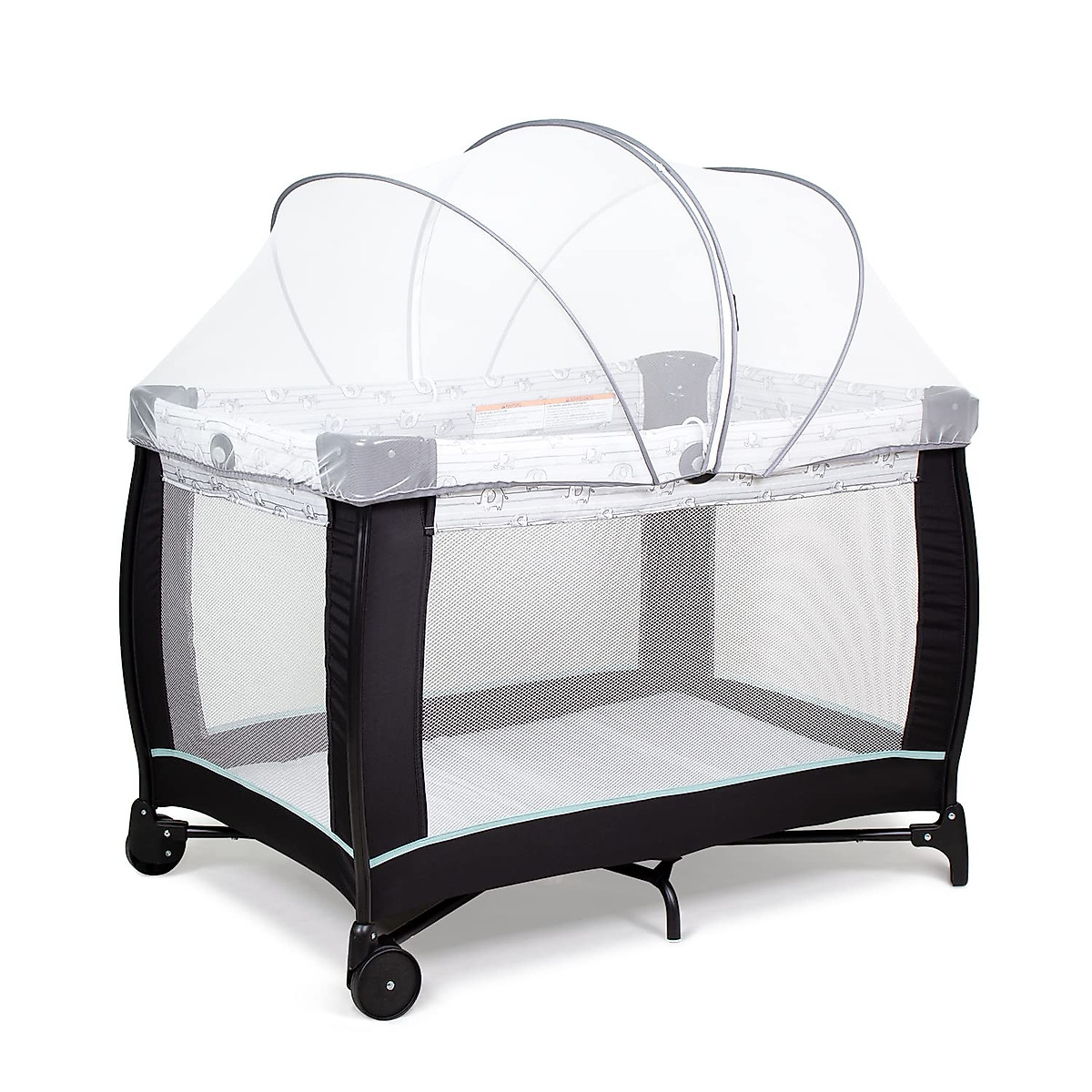 Beberoad Love Pack N Play Tent Cover Playpen Mosquito Net Cover with 2-Way Zipper for Travel Crib/Playard (White)