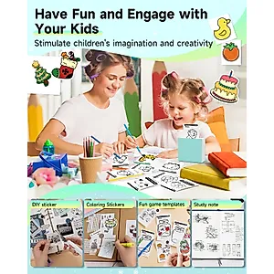 Memoking Print Pods Mini Printer - Inkless Sticker Printer Machine M02 Print Pod Bluetooth Portable Mini Printer for iPhone Thermal Pocket Printer Sticky Note Printer for Note, Photo, DIY, Scrapbook