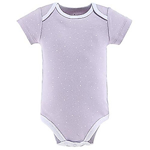 The Peanutshell Short Sleeve Baby Bodysuits Set for Baby Girls - Purple, Grey, Mint - 5 Pack Set (Newborn)