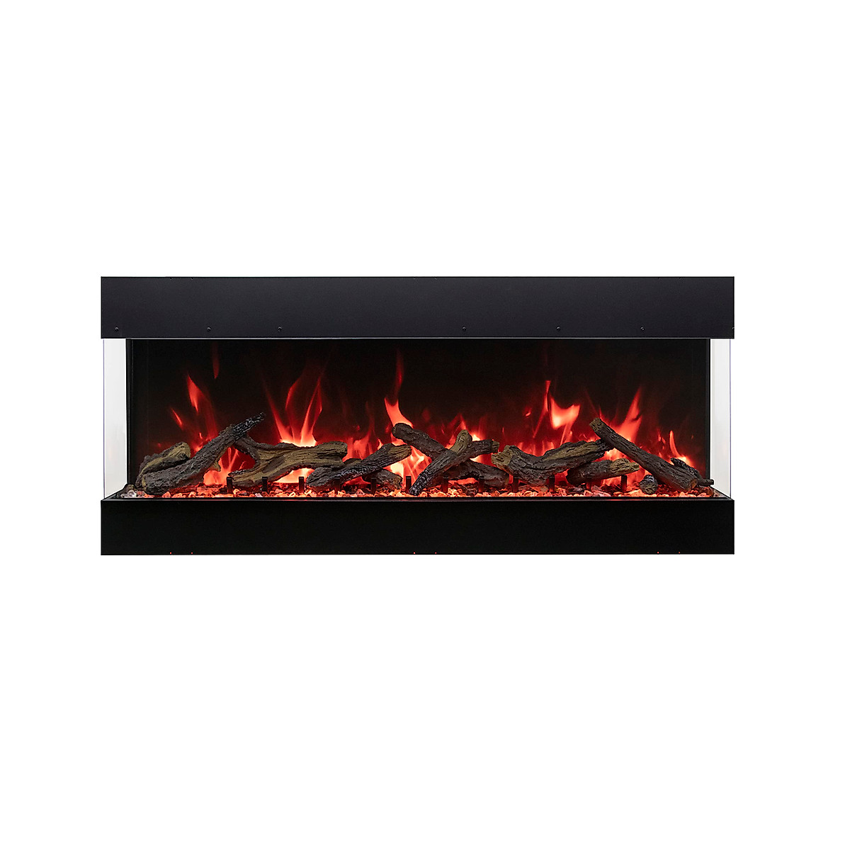 Amantii TRV-75-BESPOKE Tru View Bespoke - 75" Indoor/Outdoor 3 Sided Electric Fireplace, WiFi, Bluetooth, Speaker, and a Selection of Media Options