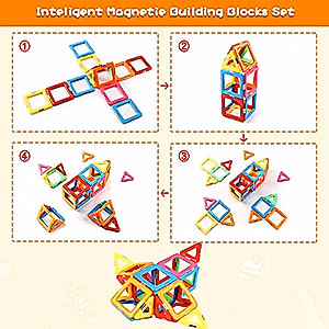 Upgraded Magnetic Blocks Tough Building Tiles STEM Toys for 3+ Year Old Boys and Girls Learning by Playing Games for Toddlers Kids Toys Compatible with Major Brands Building Blocks - STARTER SET