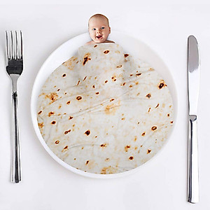 Tortilla Blanket for Kids, 49 Inch Burrito Blanket, Soft Flannel Throw Blanket for Boy Girl, Funny Food Blanket for Birthday Gifts