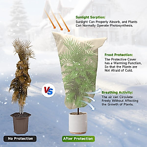 Plant Covers Winter Freeze Protection, 4 Pack 47" x 71" Plant Cover with Zipper and Drawstring Reusable Outdoor Plants Frost Cloth, Frost Cloth for Winter, Plant Blankets for Cold Weather (4 Pack)