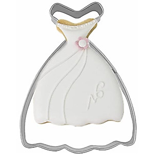 Large Size Dress Shaped Cookie Cutter, Stainless Steel Off-the-shoulder Wedding Dress Princess Dress Cookie Cutter, 4.3 Inches
