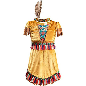 IKALI Girls Native American Costume, Kids Indian Costume Toddlers Children Halloween Role Play Costume Outfit Dress-Up Set