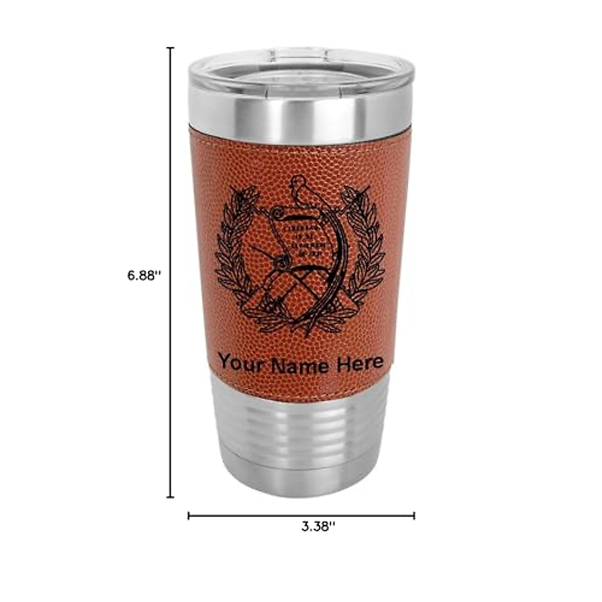 LaserGram 20oz Vacuum Insulated Tumbler Mug, Flag of Guatemala, Personalized Engraving Included (Faux Leather, Basketball Style)