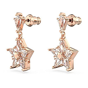 Swarovski Stella drop earrings, Kite cut, Star, White, Rose gold-tone plated