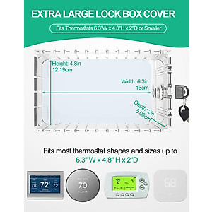 Upifen Thermostat Lock Box Cover with Key, Clear Thermostat Cover with Lock Compatible With Home Thermostat On Wall, AC Lock Box Cover with Key Fits Thermostats (Rectangle, 6.3''W x 5''H)