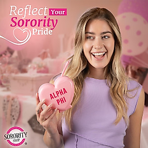 Sorority Shop Phi Mu Tumbler with Straw - Candy Heart Shaped 16 Oz Tumbler with Lid and Silicone Straw, Reusable Plastic Cup with Screen Printed Sorority Name for any Cold Drink