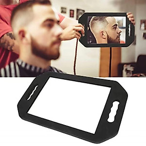 HREW Handle Mirror – Large Hand Mirror with Double Handle - Rectangular Hand Held Mirror with Handle - Lightweight Hair Salon Equipment Hairstylist and Barber Accessories (1Pcs Rectangle)