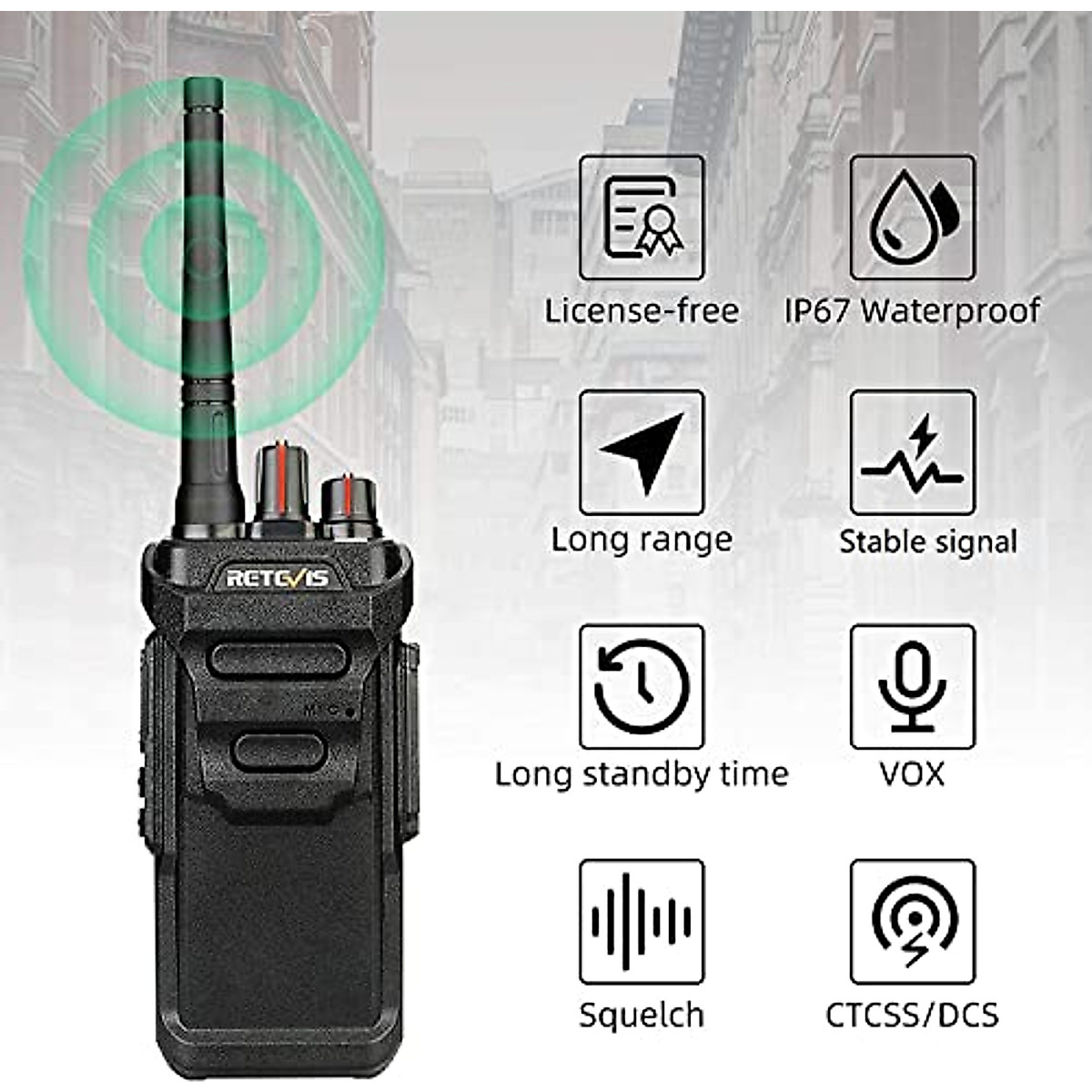 Retevis RT48 Walkie Talkie Waterproof,Walkie Talkies for Adults,Long Range,Rugged,Portable FRS Two-Way Radios for Commercial Construction (10 Pack)