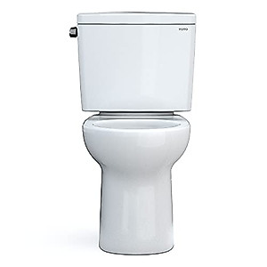 TOTO Drake Two-Piece Round 1.28 GPF Universal Height TORNADO FLUSH Toilet with CEFIONTECT, Cotton White - CST775CEFG#01