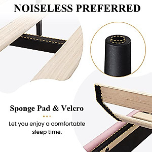 SHA CERLIN Full Size Upholstered Platform Bed Frame with Adjustable Headboard, Vertical Channel Tufted Velvet Fabric, Wooden Slats Support, Mattress Foundation, Box Spring Optional, Pink