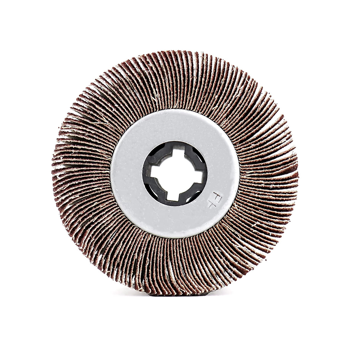 QWORK Flap Sanding Wheel, 2 Pack Wire Drawing Polishing Wheel, Aluminum Oxide Drum Burnishing Brush, 4.5" x 4" with 3/4"-4 Keyway (60 grit), Remove Rust/Weld Burr/Grinding