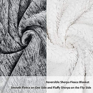 Catalonia Grey Sherpa Throw Blanket, Super Soft Fluffy Fuzzy Comfy Velvet Plush Fleece TV Blankets and Throws for Sofa Couch Bed for Adults Child, 50"x60", Melange