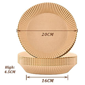 XWNZQDD Air Fryer Disposable Paper Liner, 100pcsNon-stick Disposable air Fryer Liner, Oil Proof, Waterproof, Suitable For air Fryer, Microwave Oven, Baking Cooking (100Pcs-6.3 inch), Yellow, 7.8x7.8