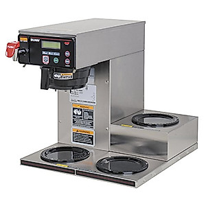 BUNN Axiom DV-3, Dual Voltage Automatic Commercial 12-Cup Coffee Maker, 3 Lower Warmers, 38700.0009,Grey, 7.5 Gallons