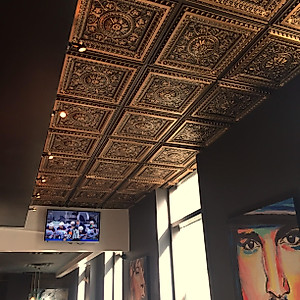 Faux Tin Glue up/Drop in Ceiling Tile #223 Antique Copper Pack of 10 2'X2' Tiles (~ 40 sq.ft)