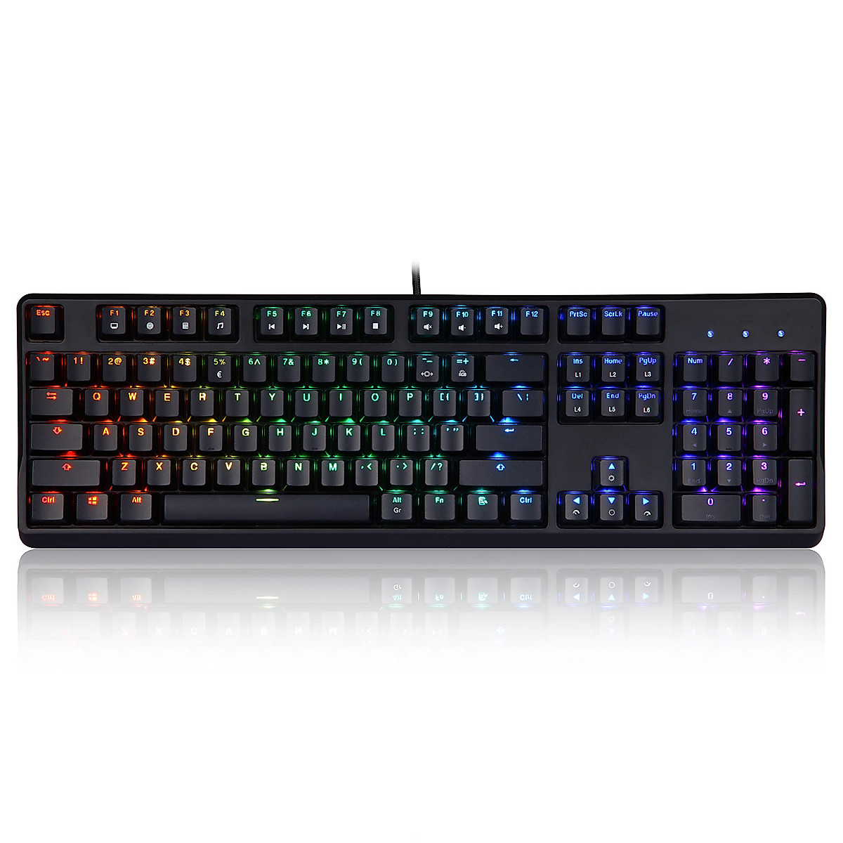 Perixx PX-5300 GYL Mechanical Gaming Keyboard - Wired USB 5.9 Ft Cable - Customizable RGB Backlighting - Linear Gateron Yellow Switches - US English, Black