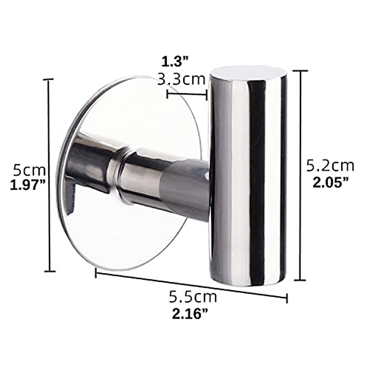 YudaYuiw Adhesive Hooks Heavy Duty Wall Hooks Stainless Steel Waterproof Shower Hooks, Adhesive (Polished Silver)