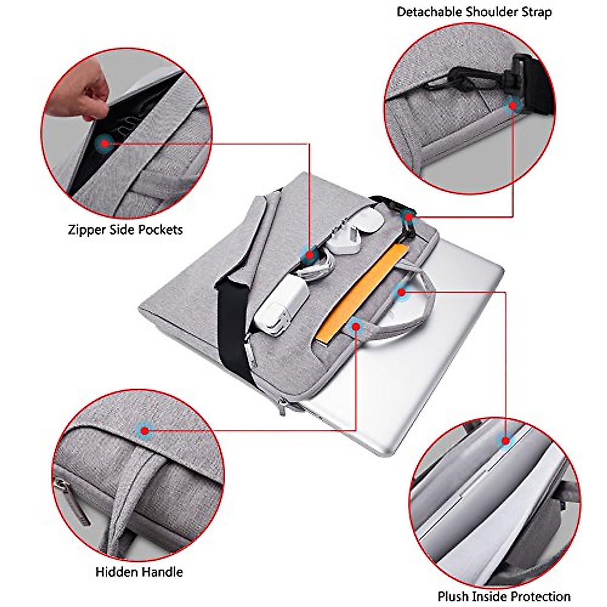 Lacdo 11 inch Chrombook Case Laptop Sleeve for 11.6 inch Samsung Lenovo Acer Chromebook R11 | ASUS VivoBook L203MA | 11.6" MacBook Air | HP Chromebook/Stream 11 | Surface Pro X 7 Computer Bag, Gray