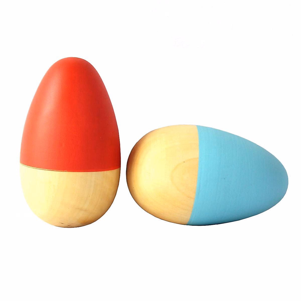 Shumee Toys - Wooden Egg Shakers for Babies (6 Months+) - Musical Rattle Montessori Toy - Set of 2 Maraca Eggs (Blue and Orange)