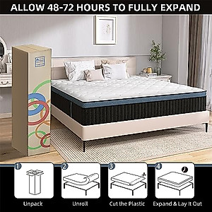 VERHOPE Full Size Mattress,14 inch Full Mattress in a Box,Motion Isolation with Individually Pocket Spring,Medium Firm Memory Foam Hybrid Mattress,Edge Support,CertiPUR-US